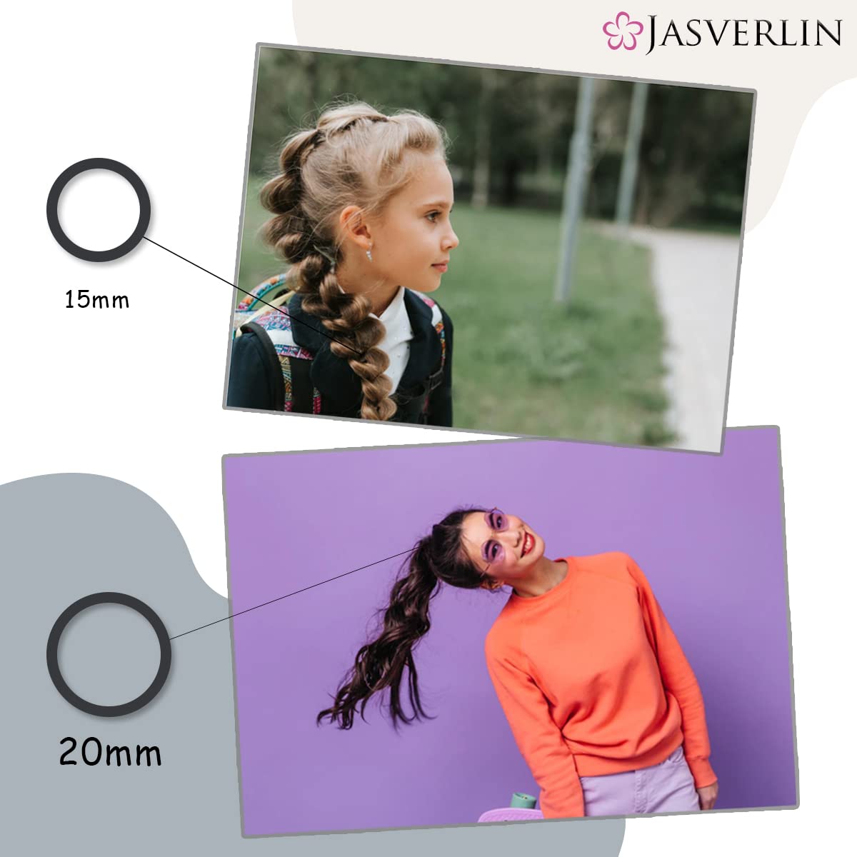 JASVERLIN Black Rubber Bands for Hair 1000pcs, Small Baby Hair Ties Ponytail Holder Tiny Hair Elastics Bands for Baby Girls Women 1/2inch