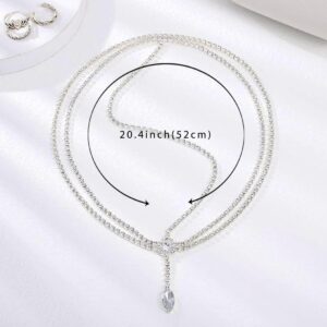 Aularso Rhinestone Head Chain Layerd Head Jewlery Silver Forehead Headpiece Wedding Prom Headbands Chain for Women and Girls (Silver)