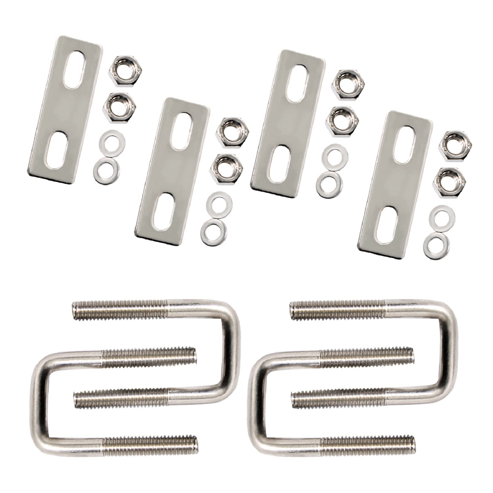 U Bolt, 4 Sets 0.8" (20mm) Inner Width 304 Stainless Steel M6 Square U-Bolt with Plate Screw Nut Fastener, Suitable for 17/18mm Pipe, Boats, and Other Home and Industrial Applications