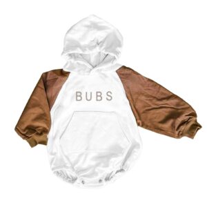 ayalinggo baby sweatshirt onesie oversized romper crewneck pullover hoodie sweater infant boy girl fall winter outfit (white&brown bubs,6-12 months)