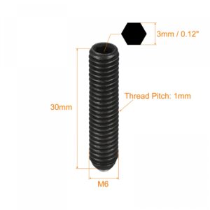 uxcell Ball Point Set Screws, 5pcs M6 x 30mm High Carbon Steel Metric Spring Hex Socket Grub Screw