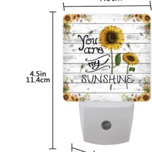 Sunflower Plug in Nightlights with Light Sensor Rustic Automatic Dusk to Dawn Sunshine Night-Lights Unique Custom Led Home Night Light for Dark Spaces Kids Room Nursery Playroom Toilet Bathroom Décor