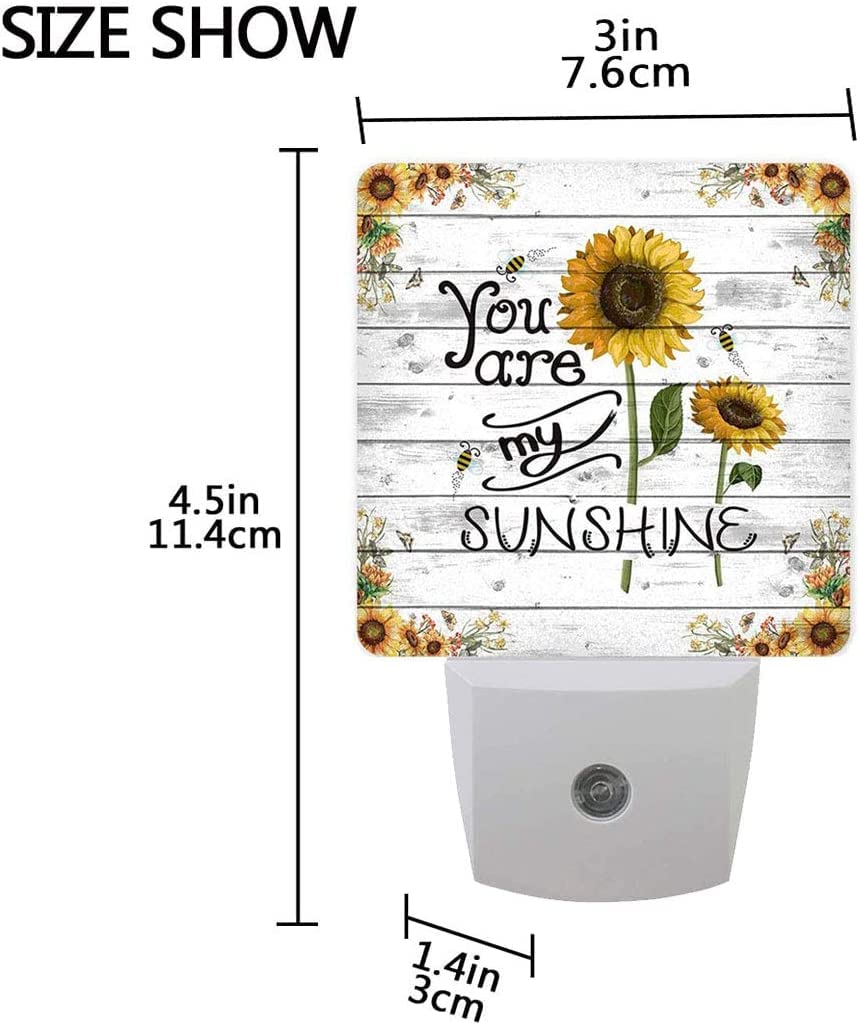 Sunflower Plug in Nightlights with Light Sensor Rustic Automatic Dusk to Dawn Sunshine Night-Lights Unique Custom Led Home Night Light for Dark Spaces Kids Room Nursery Playroom Toilet Bathroom Décor