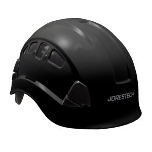 JORESTECH - ABS Work-at-Height and Rescue Hard Hat Slotted Ventilated Helmet w/Adjustable Ratchet 6-Point Suspension ANSI Z89.1-14 (Black)