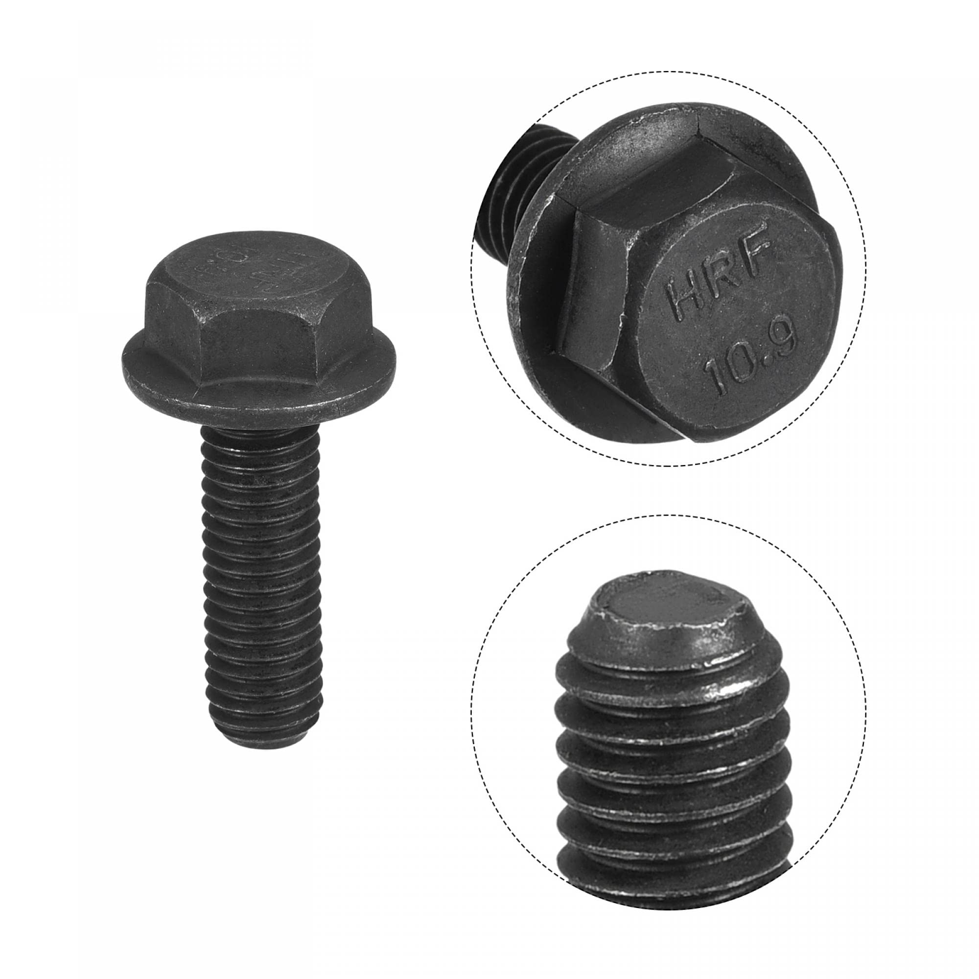 uxcell Metric M8x25mm Hex Flange Bolts, 10pcs 10.9 Grade Carbon Steel Hexagon Head Screws