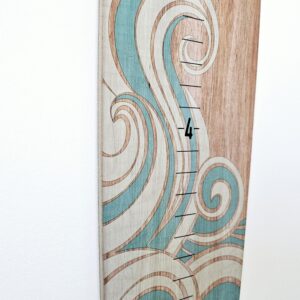 Headwaters Studio Surfboard Wooden Growth Chart for Wall - Kids Height Wall Chart Wood, Growth Chart for Kids Decorative Surfboard for Playroom (9.5" Wide x 45" Tall) Wood with Teal Wave