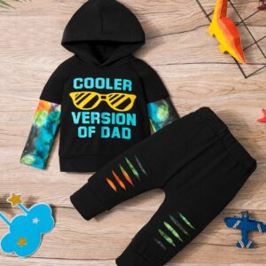 AGAPENG Toddler Boy Sweatsuit Hoodie Long Sleeve Letter Print Sweatshirt Ripped Pants Fall Winter Outfits Clothes Set Baby Boy Clothes 18-24 months Baby Boy Winter Clothes 24 Month Boy Clothes