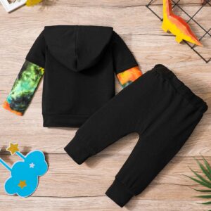 AGAPENG Toddler Boy Sweatsuit Hoodie Long Sleeve Letter Print Sweatshirt Ripped Pants Fall Winter Outfits Clothes Set Baby Boy Clothes 18-24 months Baby Boy Winter Clothes 24 Month Boy Clothes