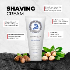 Bossman Liquid Silk Shaving Cream - Travel Shave Cream Sensitive Skin, Smooth Glide, Soothing Protection, Moisturizing Finish (Royal Oud Scent)