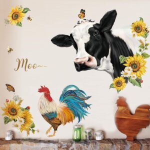 decalmile farm animals cow wall stickers rooster sunflower wall decals farmhouse kitchen dining room project decor