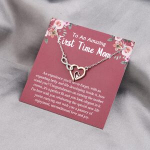 MYOSPARK Mommy To Be Gift New Mom Necklace First Time Mom Message Card Jewelry Baby Announcement Jewelry Gift (First Time Mom Card NL)