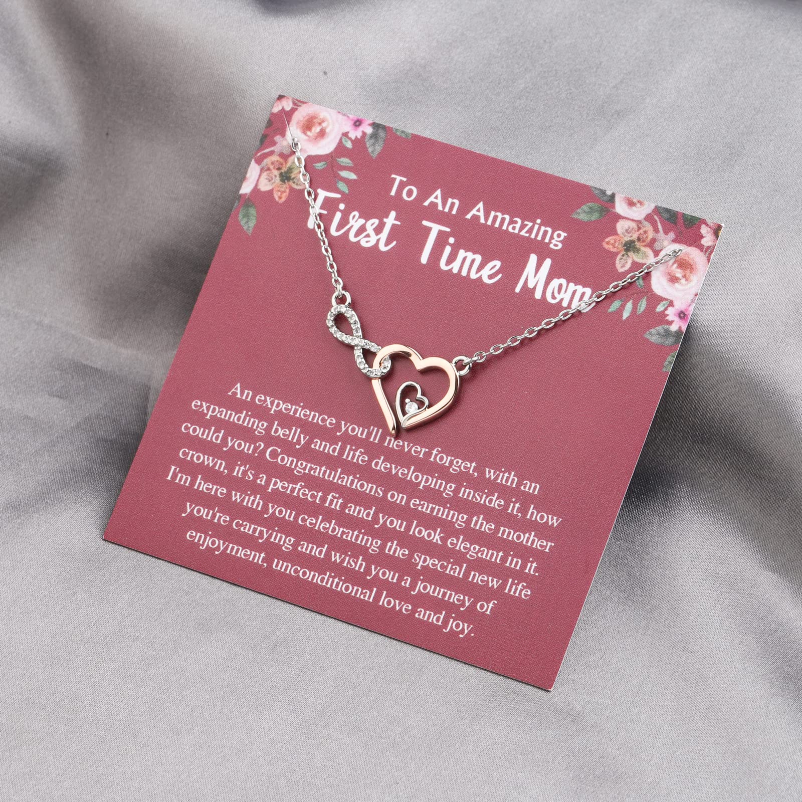 MYOSPARK Mommy To Be Gift New Mom Necklace First Time Mom Message Card Jewelry Baby Announcement Jewelry Gift (First Time Mom Card NL)