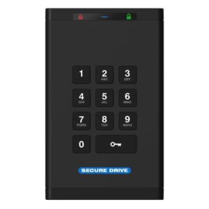 securedata securedrive kp 250gb ssd hardware encrypted usb 3.0 external drive fips 140-2 level 3 unlock via keypad taa compliant, cjis, hipaa, cmmc, gdpr compliant, works with mac and win free av