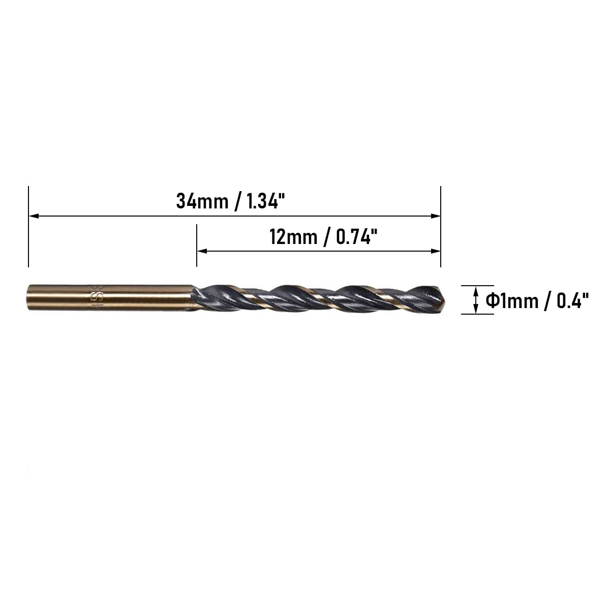 FOCMKEAS 5 PCS 1mm Twist Drill Bit High Speed Steel 4341 Straight Shank Gold and Black Coated Drilling Bits for Home Improvment DIY, Metal/Wood/Plastic