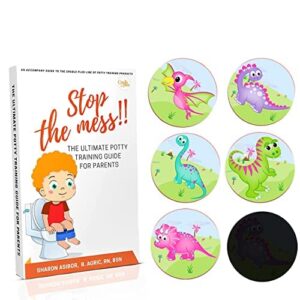 magic potty training stickers pack - potty training seat magic sticker | girl dinosaur toddler potty training toilet sticker | 5pack w/potty reward ebook | use w/or w/out potty chart or watch