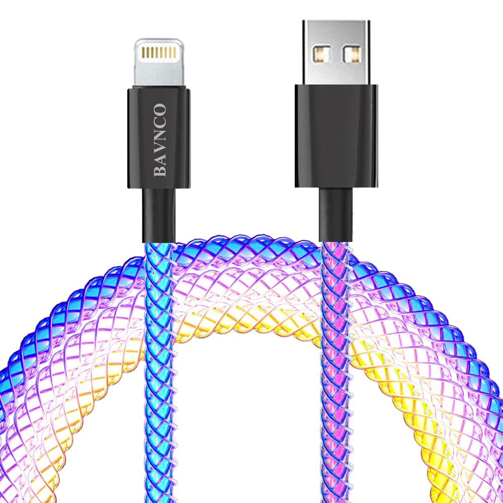 [Apple MFi Certified] iPhone Charger, BANVCO 3ft LED RGB Light Up Gradual USB to Lightning Fast Charging Cable High Speed Data Sync Cord for iPhone 14 13 12 11 Pro XS Max XR X 8 7 6 Plus SE More