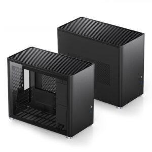 JONSBO D30 Black Mini Micro ATX Tower Computer Case, Aluminum Panel, Glass Side Windows,Simplicity MATX case,240 Liquid Cooling & 168mm Air Cooling, 355mm gpu Support,Black pc case