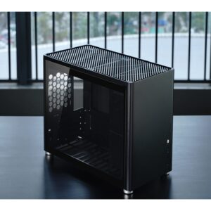 JONSBO D30 Black Mini Micro ATX Tower Computer Case, Aluminum Panel, Glass Side Windows,Simplicity MATX case,240 Liquid Cooling & 168mm Air Cooling, 355mm gpu Support,Black pc case