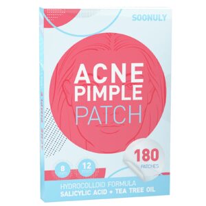 soonuly pimple patches for face - 180 hydrocolloid acne pimple patches salicylic acid with tea tree oil for zit blemish spot covers invisible pimple stickers not tested on animals