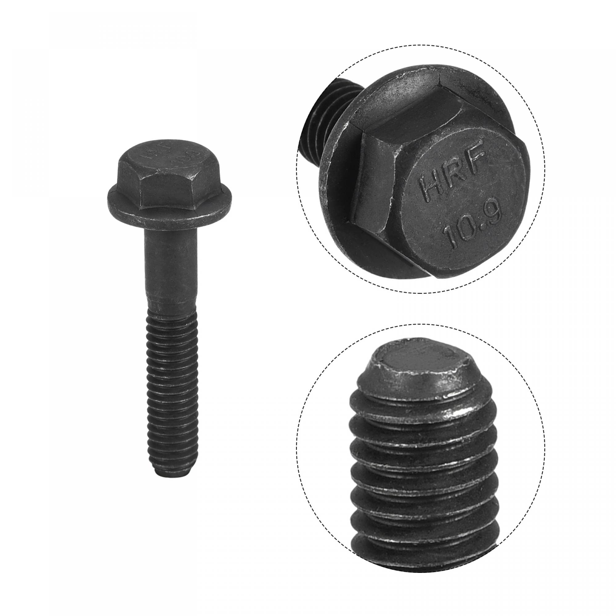 uxcell Metric M6x35mm Hex Flange Bolts, 10pcs 10.9 Grade Carbon Steel Hexagon Head Screws