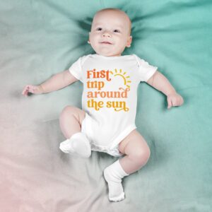 DT POD First Trip Around The Sun Birthday Shirt, Space Theme One Birthday Baby Infant Toddler T-Shirt, Boy Girl 1st Birthday Shirts Family Matching Outfits