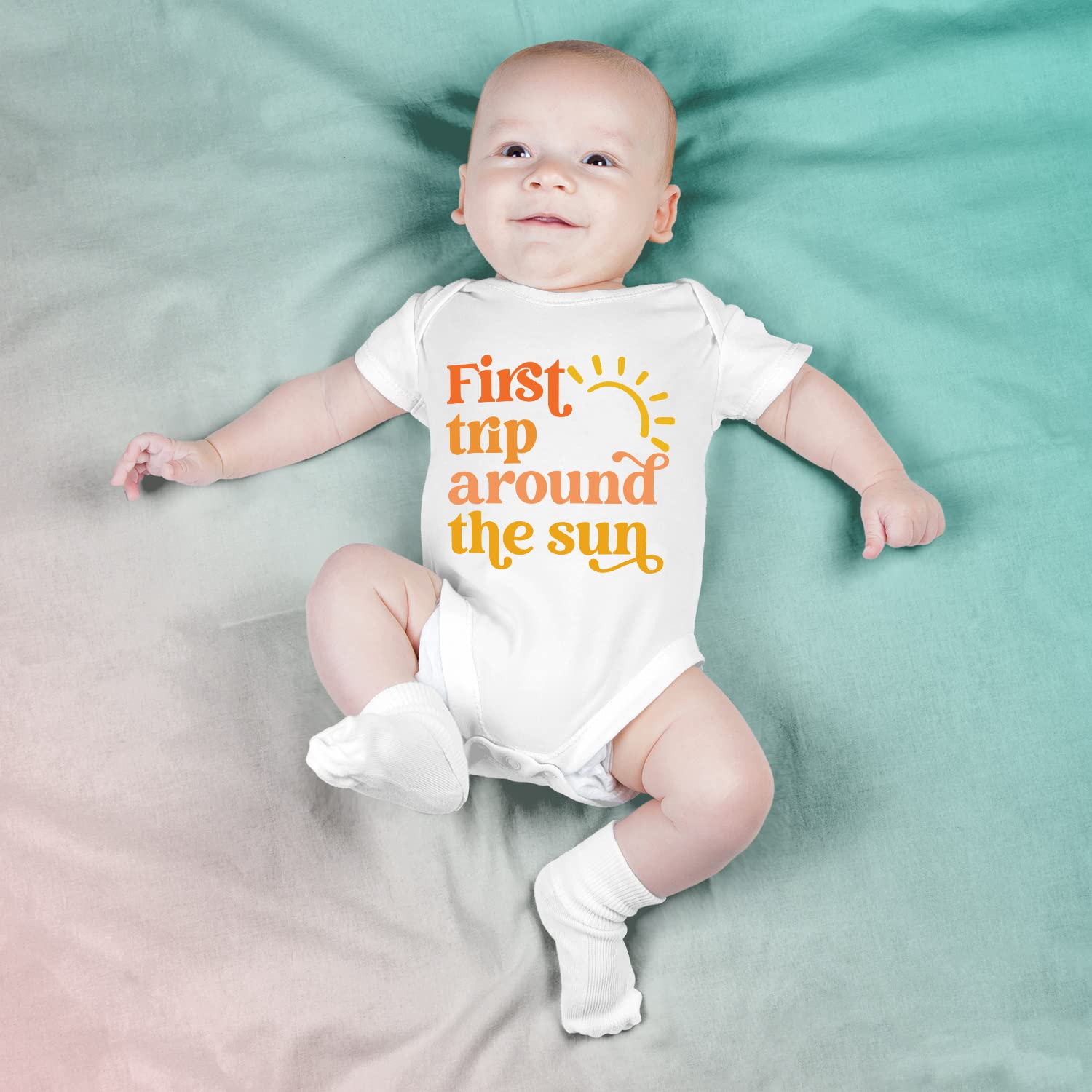 DT POD First Trip Around The Sun Birthday Shirt, Space Theme One Birthday Baby Infant Toddler T-Shirt, Boy Girl 1st Birthday Shirts Family Matching Outfits