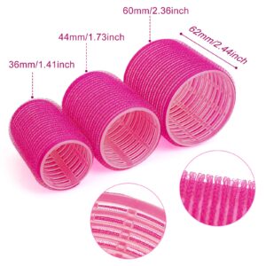 Jumbo Size Self Grip Hair Rollers Set, Salon Hair Set,with Hair Dressing Curlers (Jumbo, Large, Medium), Folding Pocket Comb, Duckbill Clips