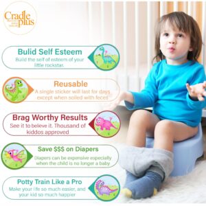 Magic Potty Training Stickers Pack - Potty Training Seat Magic Sticker | Girl Dinosaur Toddler Potty Training Toilet Sticker | 5Pack w/Potty Reward eBook | Use w/or W/Out Potty Chart or Watch