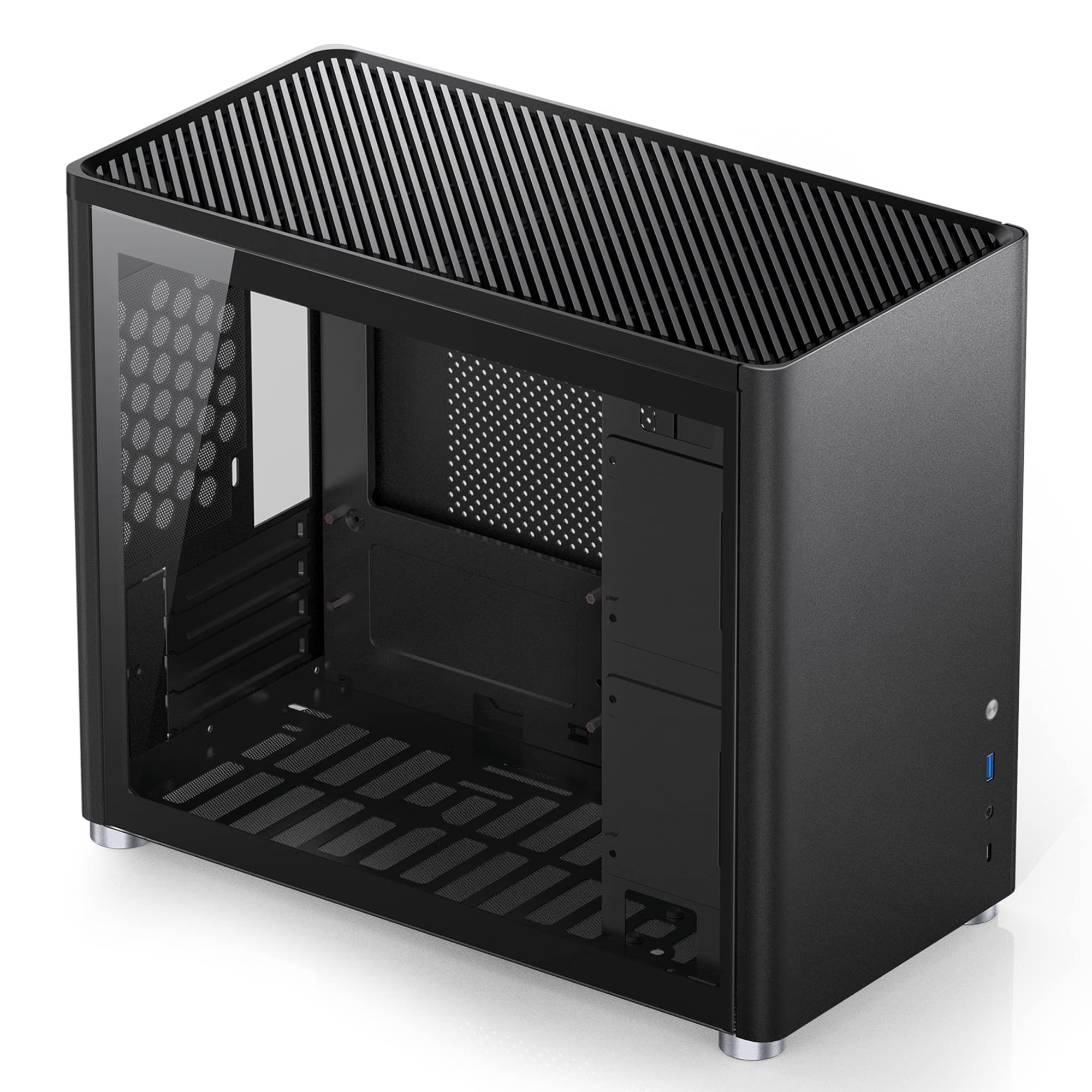 JONSBO D30 Black Mini Micro ATX Tower Computer Case, Aluminum Panel, Glass Side Windows,Simplicity MATX case,240 Liquid Cooling & 168mm Air Cooling, 355mm gpu Support,Black pc case