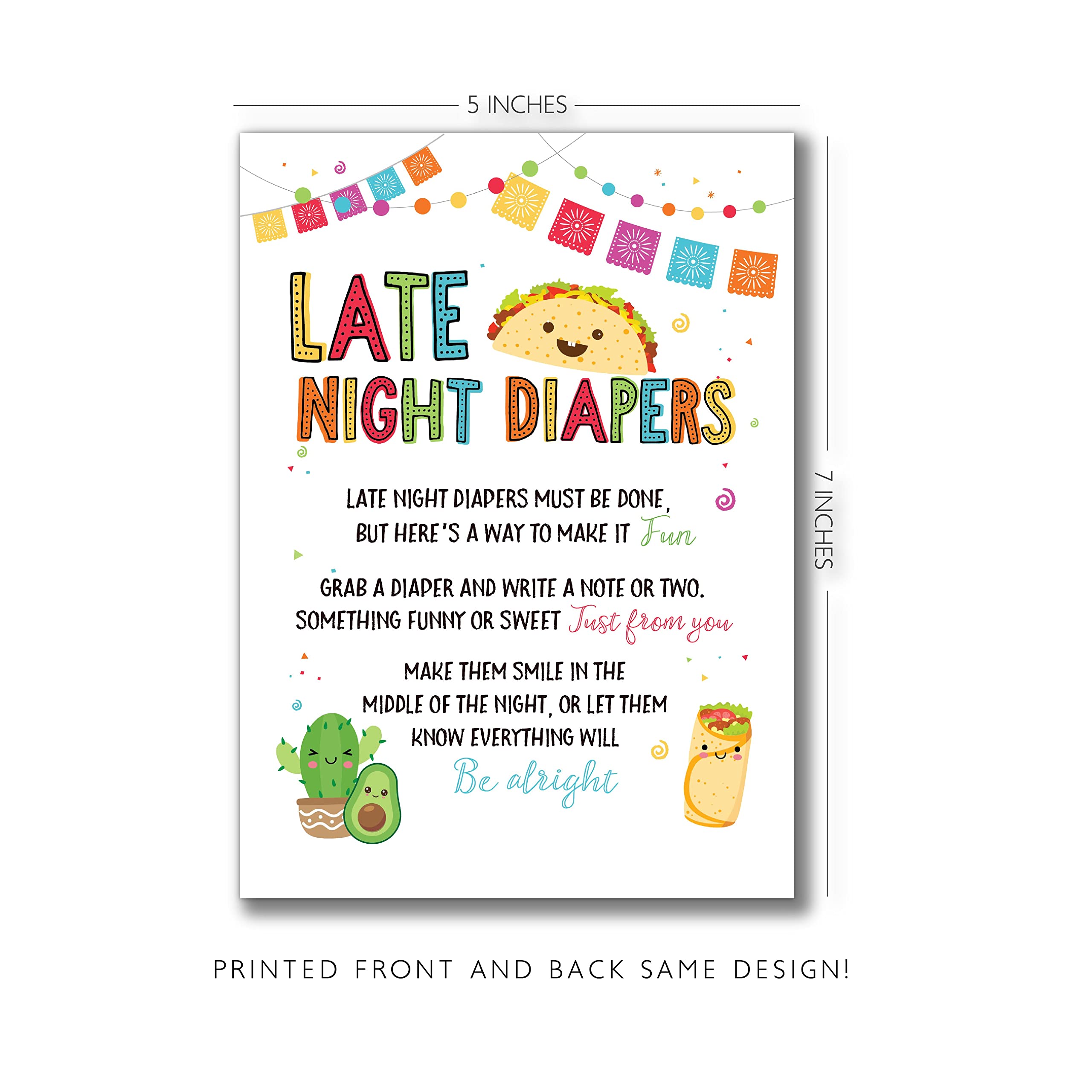 Your Main Event Prints Baby Shower Game Fiesta Taco Late Night Diaper Sign - 1 Self-Standing Poster - Fun and Festive Baby Shower Activity