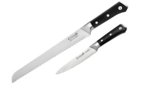 cutluxe bread knife & utility knife set– forged high carbon german steel – full tang & razor sharp – ergonomic handle design – artisan series