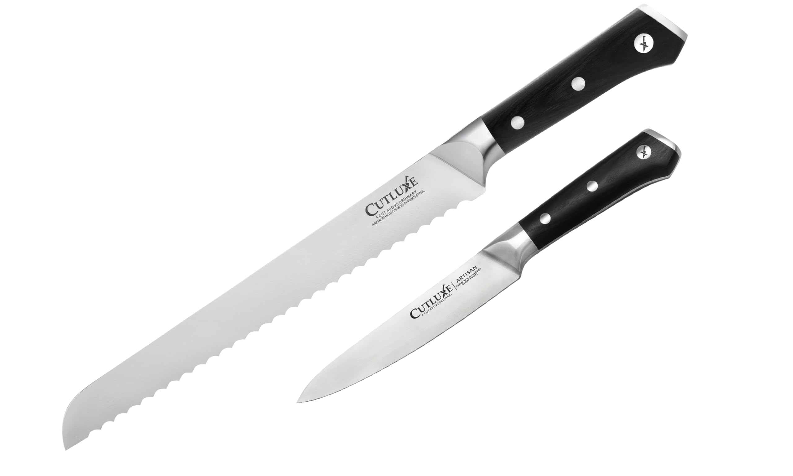 Cutluxe Bread Knife & Utility Knife Set– Forged High Carbon German Steel – Full Tang & Razor Sharp – Ergonomic Handle Design – Artisan Series