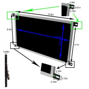 VSDISPLAY Portable Outdoor Monitor,15.6 Inch 1920x1080 FHD 1000nit Wall-Mounted Sunshine Readable LCD Screen and HD-MI USB Controller Board,for Gaming and Industrial Display