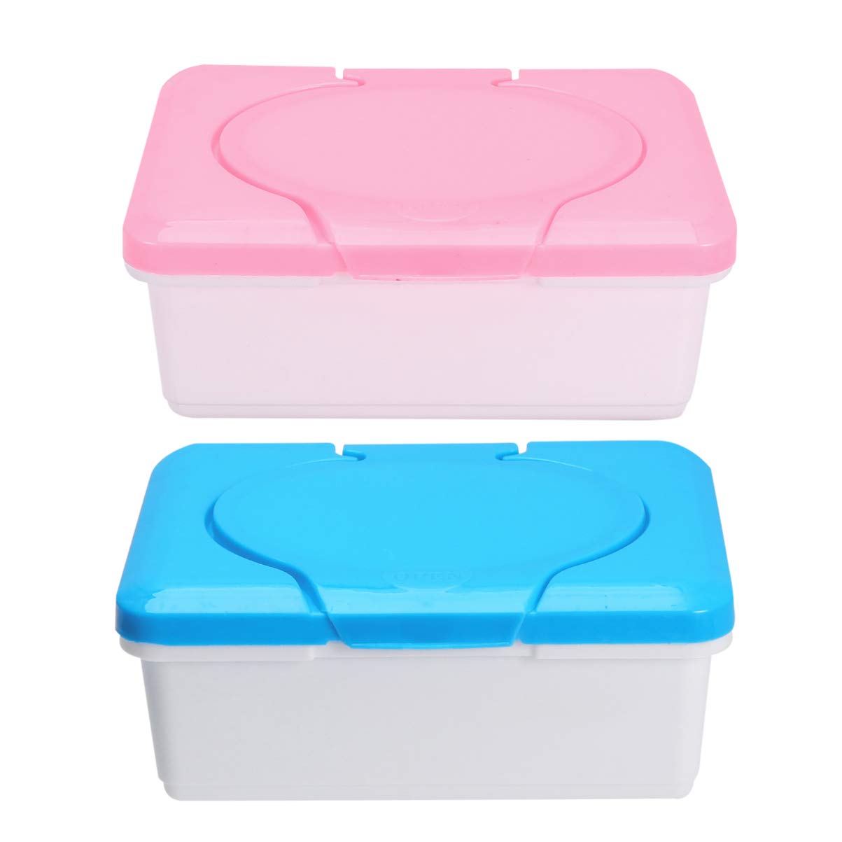 2pcs Wet Tissue case Wet Tissue Case Wipes Dispenser Tissue Box Holder Dispenser Holder for Vanity, Desk, Office, Baby Holder Dorm case (Pink and Blue)