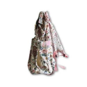 Pink Floral Highland Cow Diaper Bag Backpack