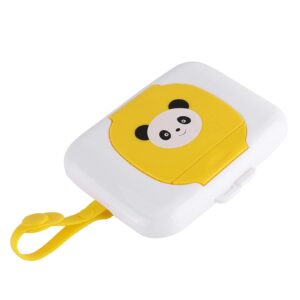 Agatige Travel Wipes Case, Portable Refillable Baby Wipes Dispenser Wet Wipes Container for On The Go(Yellow)