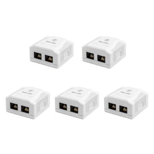 iwillink cat6 ethernet surface mount box, 2-port rj45 keystone jack surface mount box, 5-pack, white