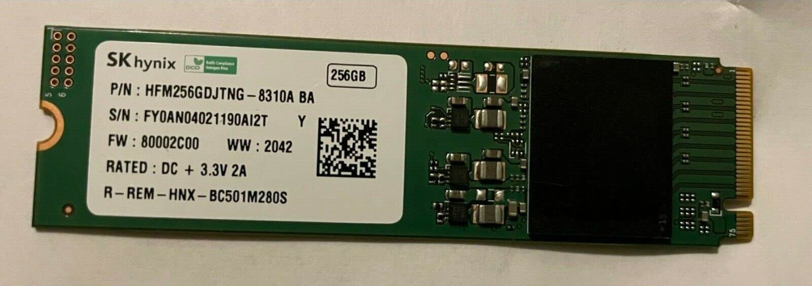 SK Hynix 256GB PCIe NVMe M.2 2280 SSD Internal Solid State Drive HFM256GDJTNG-8310A OEM Package