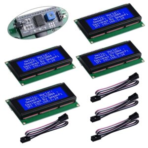 geeekpi 4pack iic i2c twi serial lcd 2004 20x4 display module with i2c interface adapter blue backlight for raspberry pi arduino stm32 diy maker project tinker board electrical iot internet of things