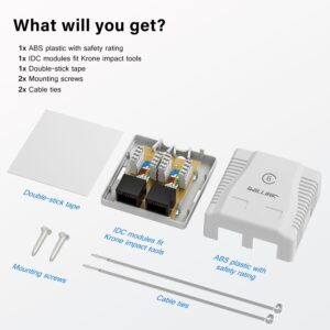 iwillink Cat6 Ethernet Surface Mount Box, 2-Port RJ45 Keystone Jack Surface Mount Box, 5-Pack, White