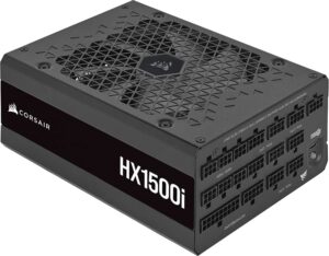 corsair hx1500i fully modular ultra-low noise atx digital power supply (three eps12v connectors, 140mm fluid dynamic bearing fan, zero rpm mode, 80 plus platinum efficiency) black