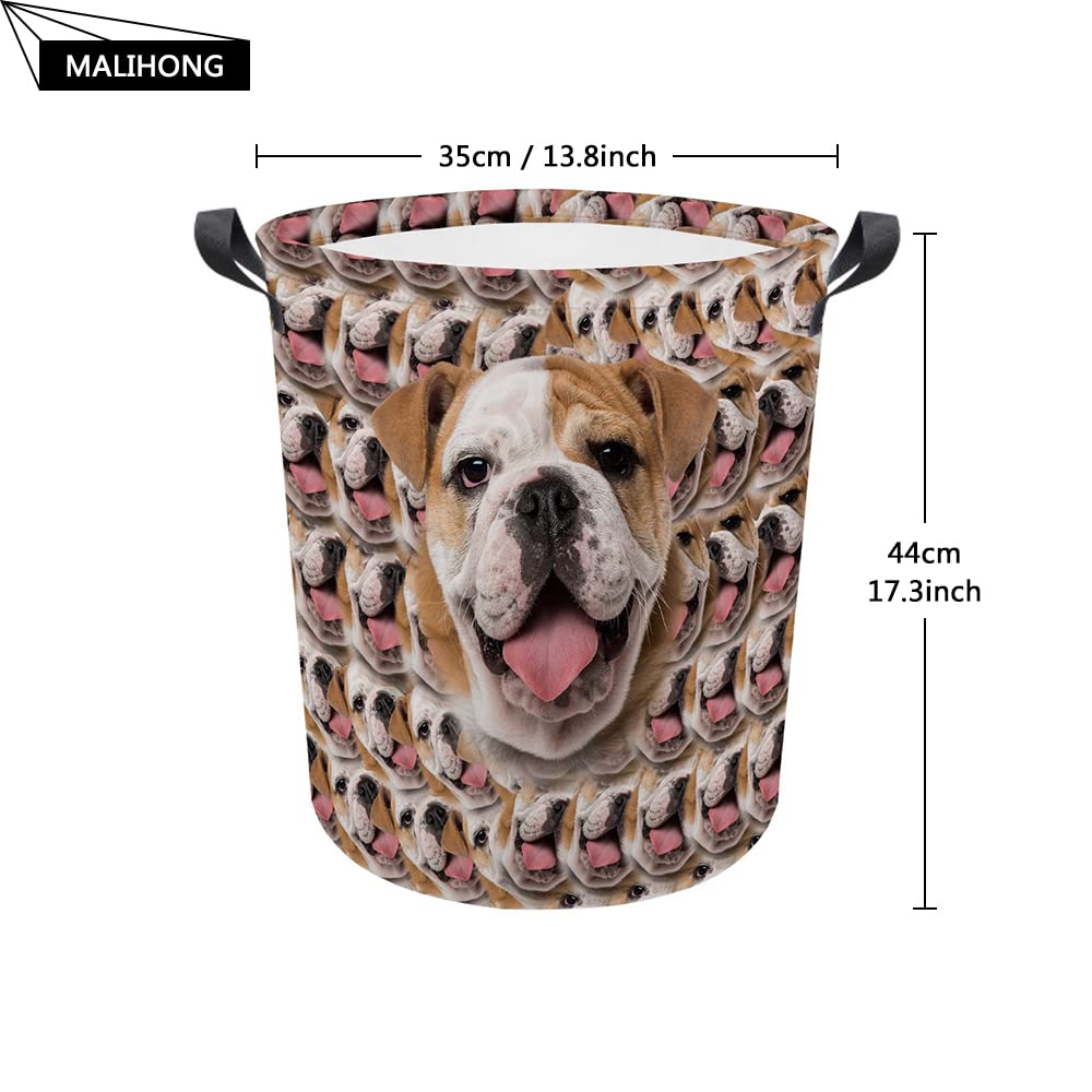 MALIHONG Dog Face Laundry Basket Lovely Poodle Dog Mash Face Animal Collapsible Laundry Hamper with Handle Waterproof Fabric Toy Box Clothes Storage Basket for Bedroom Nursery