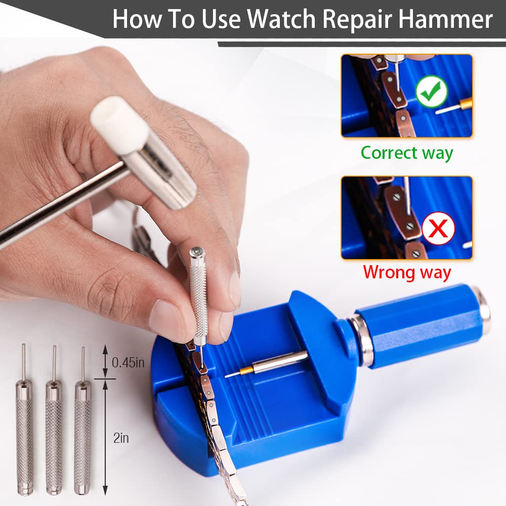 Watch Link Removal Tool Kit, BYNIIUR Watch Band Tool Strap Chain Pin Remover Repair Tool Kit for Watch Band Strap Adjustment, Watch Bracelet Sizing and Watch Repair