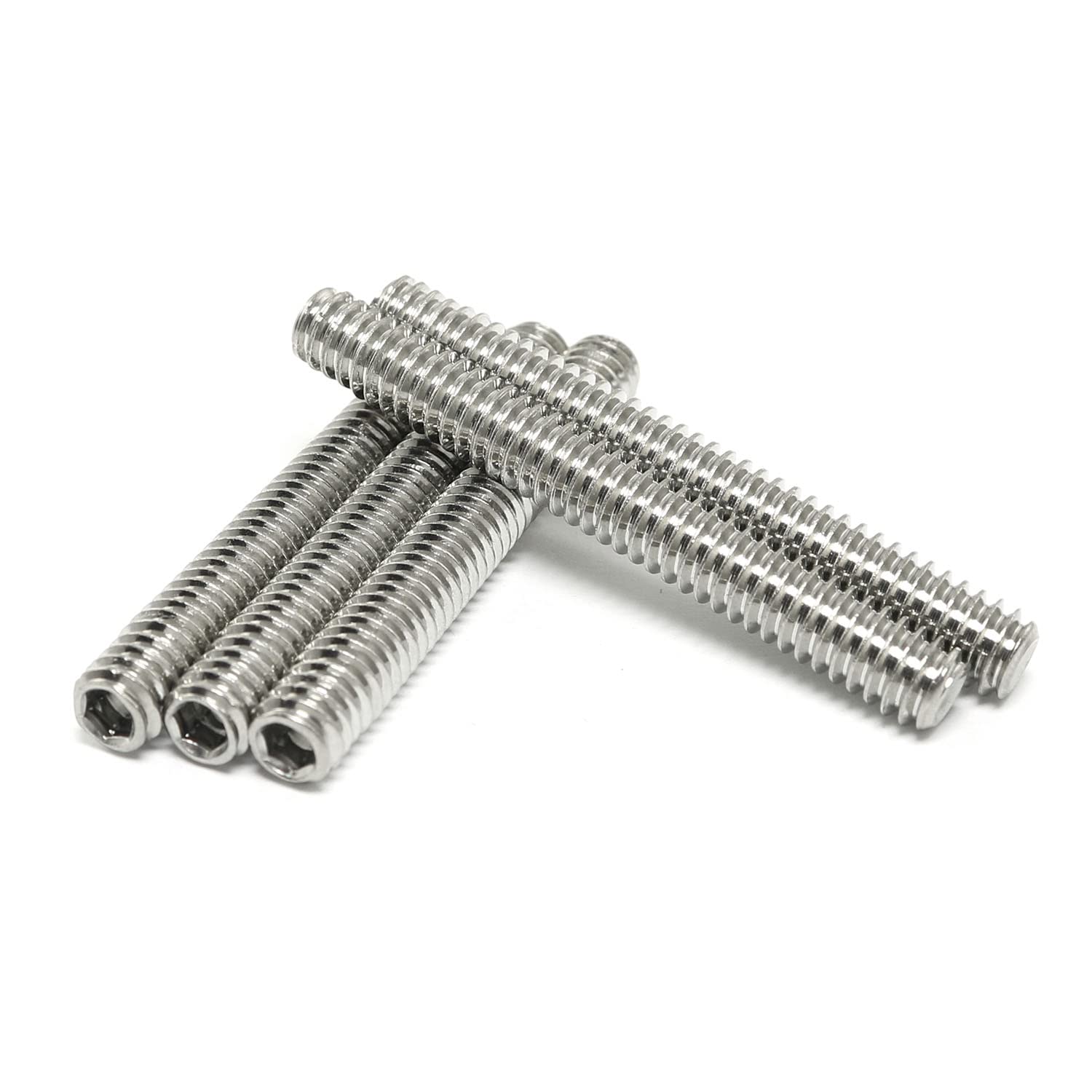 Pro Bamboo Kitchen 5pcs 1/4-20 x 2" Hexagon Hex Socket Set Screws 304 Stainless Steel Full Thread Cup Point Grub Screws