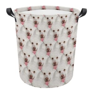 malihong dog face laundry basket lovely poodle dog mash face animal collapsible laundry hamper with handle waterproof fabric toy box clothes storage basket for bedroom nursery