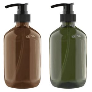 2 pcs 10 oz pump bottle plastic pump lotion dispenser empty bottles for shampoo lotion body wash, multicolor