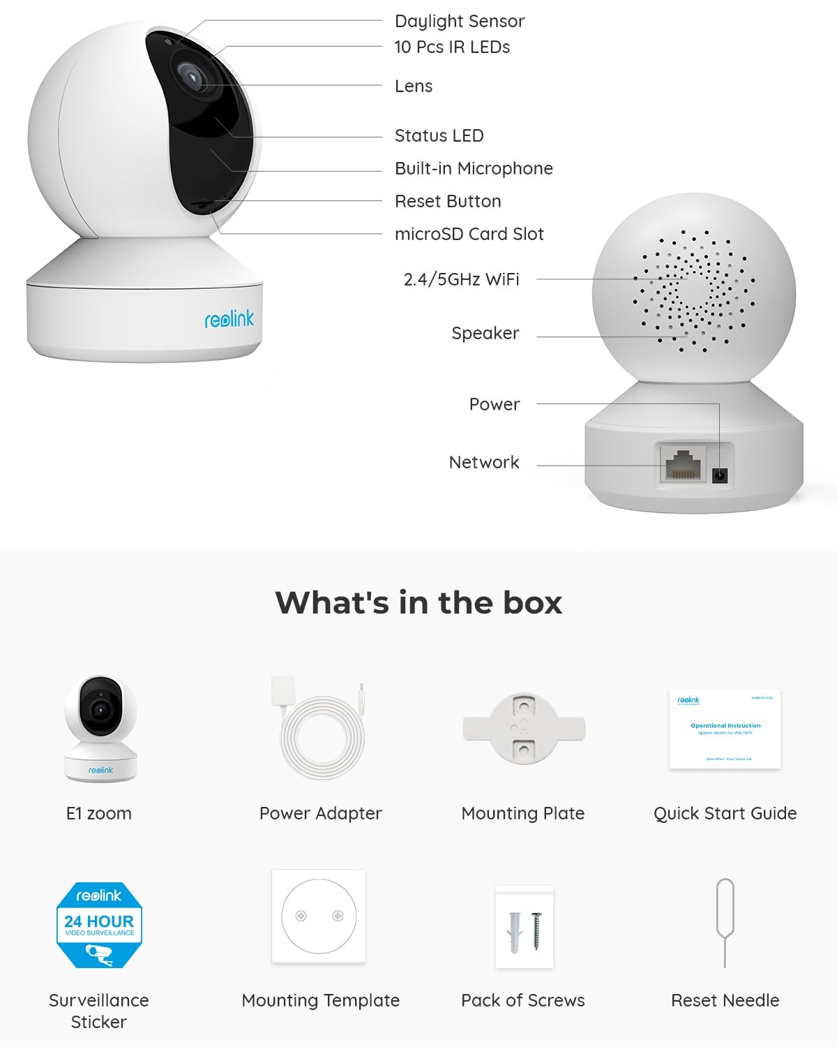 REOLINK 5MP Plus 3X Optical Zoom Camera Bundle for Indoor and Outdoor, 2.4/5Ghz WiFi Camera, Pan Tilt, Two-Way Talk, SD Card Storage, Real-Time Alerts