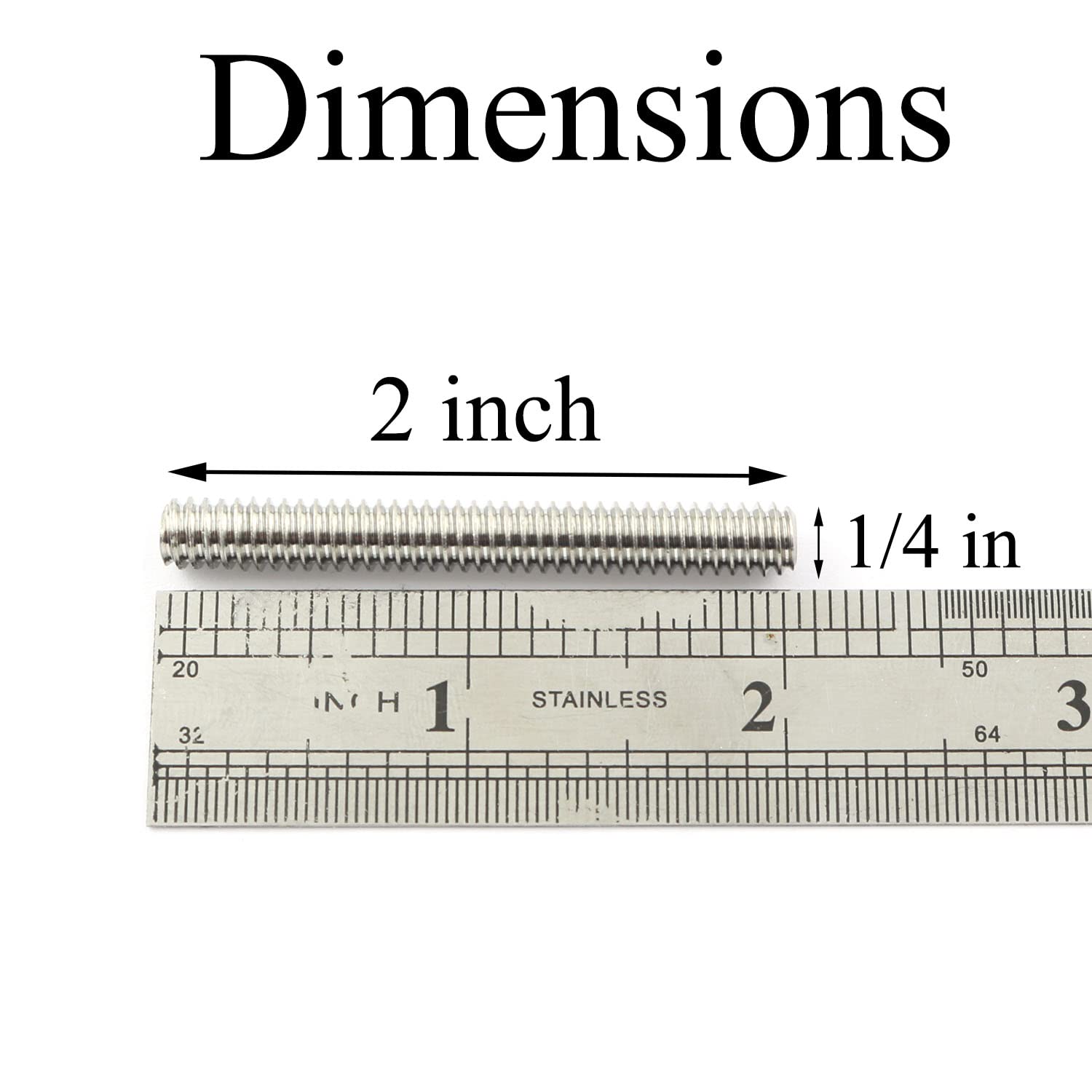 Pro Bamboo Kitchen 5pcs 1/4-20 x 2" Hexagon Hex Socket Set Screws 304 Stainless Steel Full Thread Cup Point Grub Screws