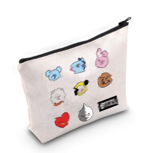 blupark k-pop characters makeup bag k-pop team gift for fans singer fan gift b-t inspired zipper pouch bag (bt bag)