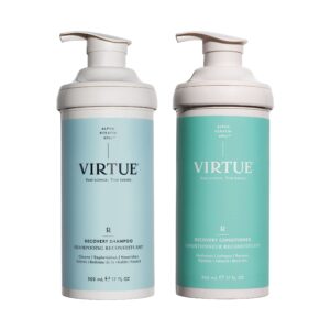 virtue recovery sulfate free shampoo and conditioner set with keratin hydrates, softens, and renews damaged hair, color safe